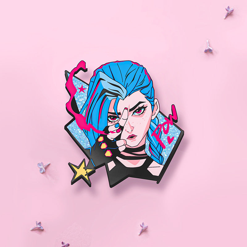 [PRE-ORDER] Graphic-Style Jinx Arcane Enamel Pin – Made by Nuwa